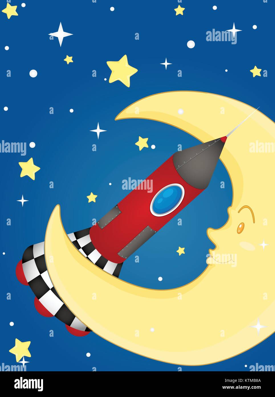 Illustration of rocket and moon Stock Vector Image & Art - Alamy