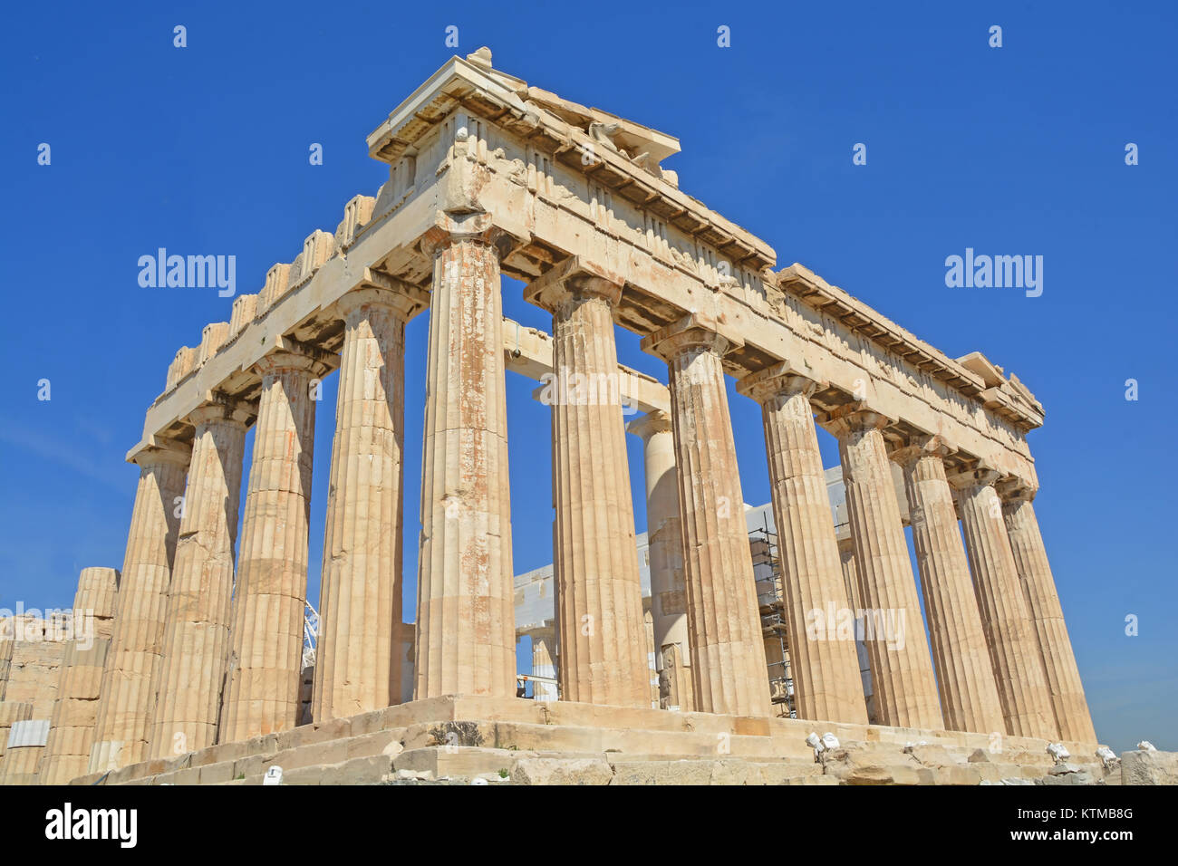 The South East corner of the Parthenon on the Athens Acropolis, Greece ...