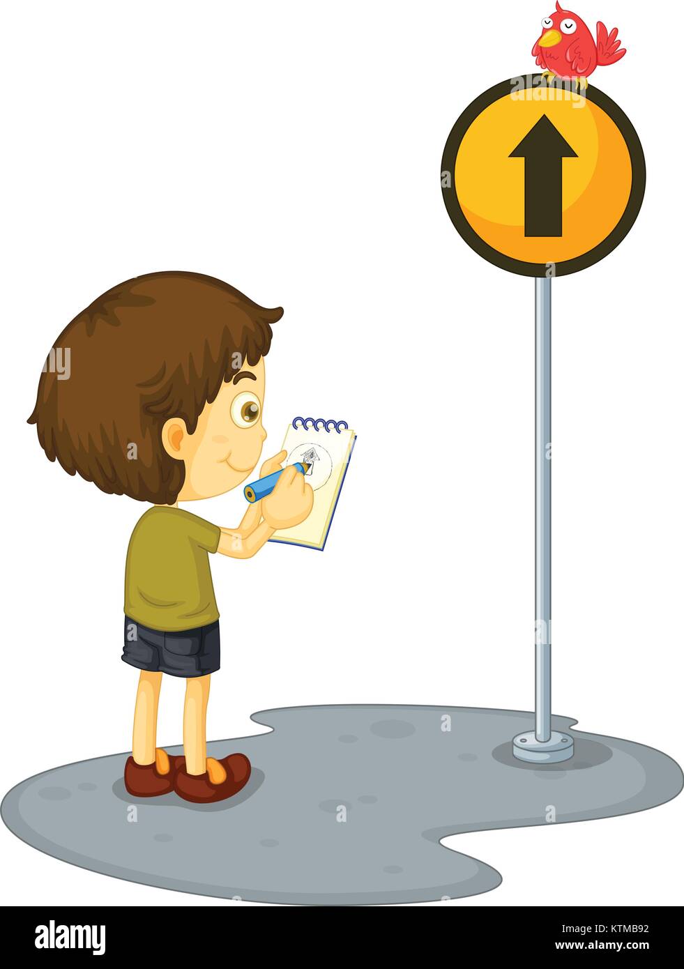 Boy drawing a road sign Stock Vector Image & Art - Alamy