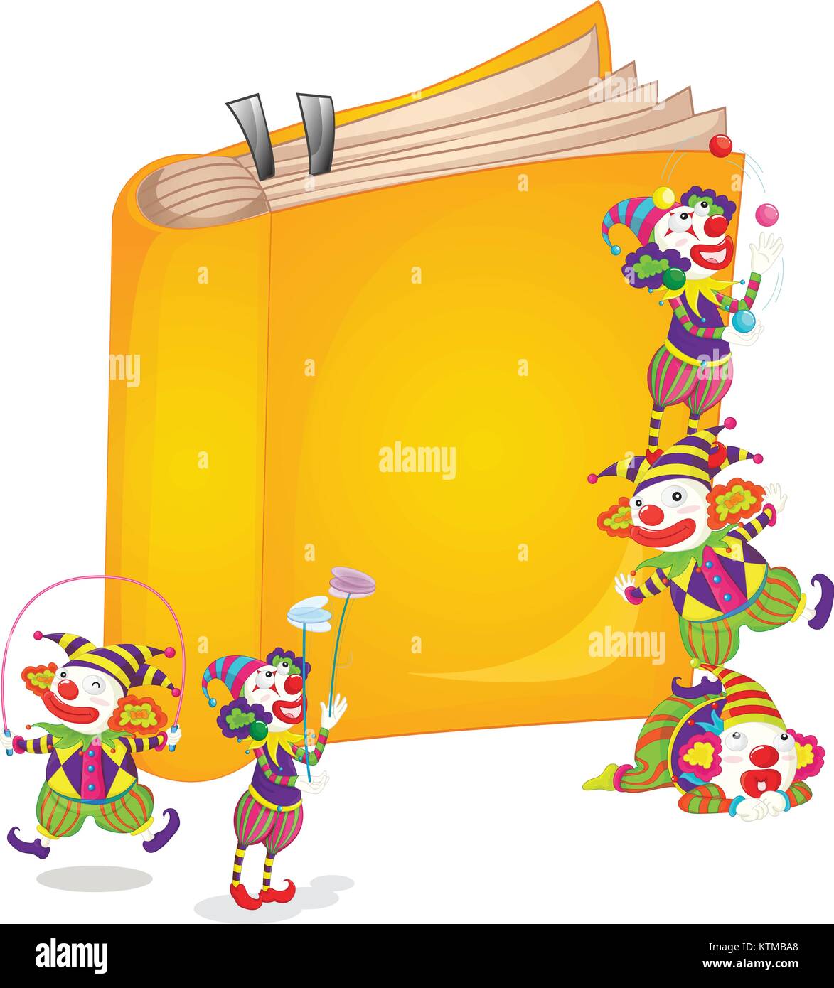 illustration of 5 clowns playing around a book Stock Vector Image & Art ...