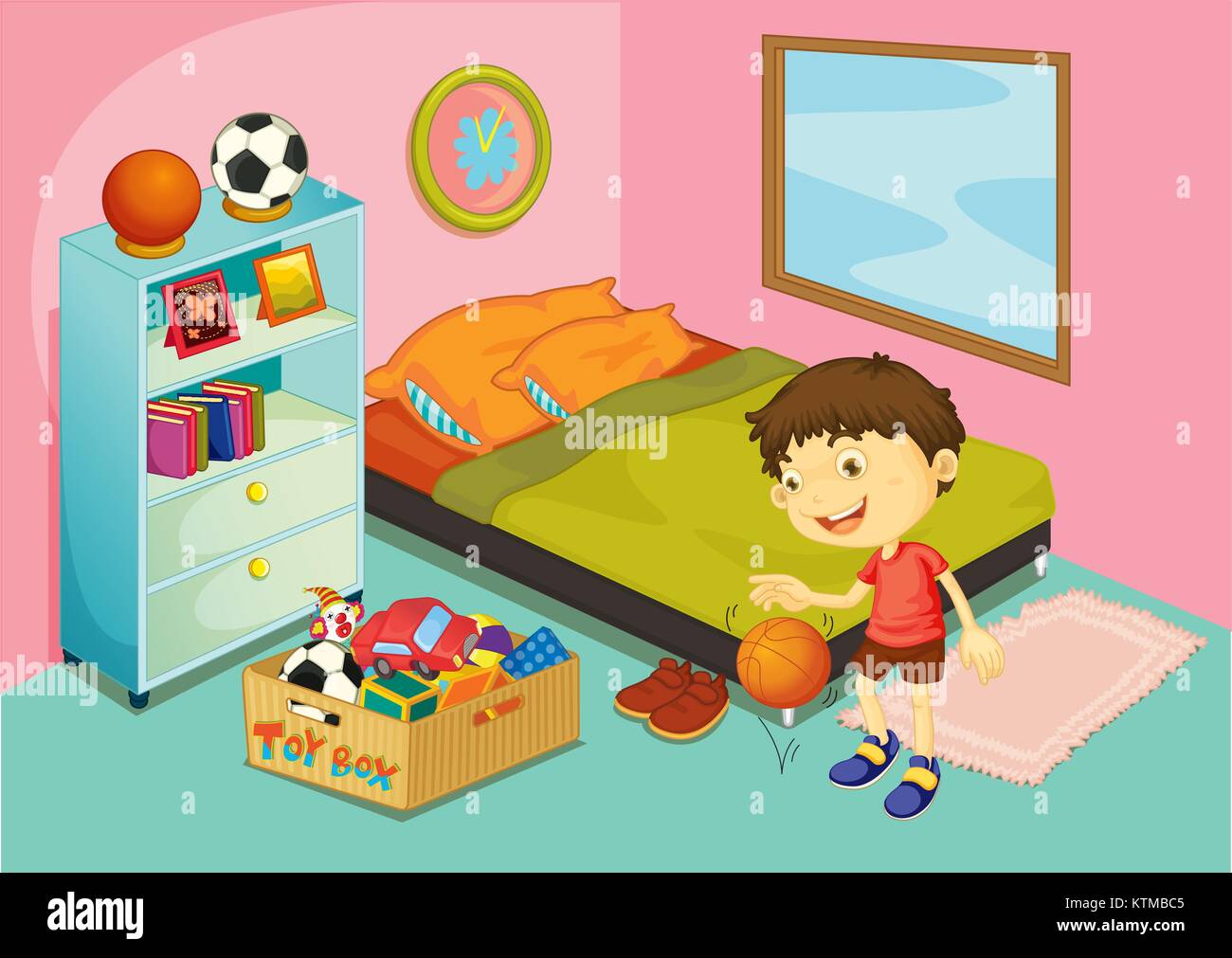 Illustration of a boy in his bedroom Stock Vector Image & Art - Alamy