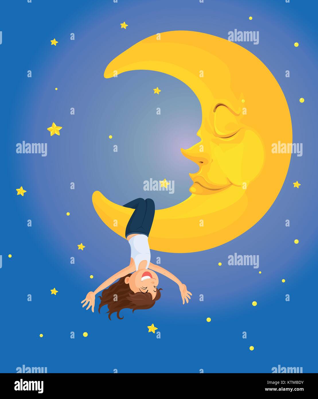 Illustration of hanging on the moon Stock Vector Image & Art - Alamy