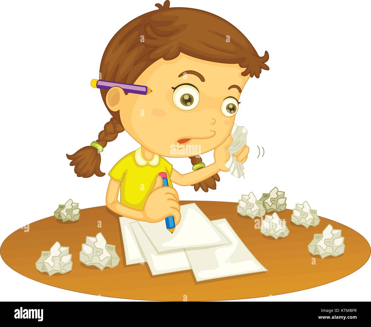 Cartoon Girl Writing A Letter
