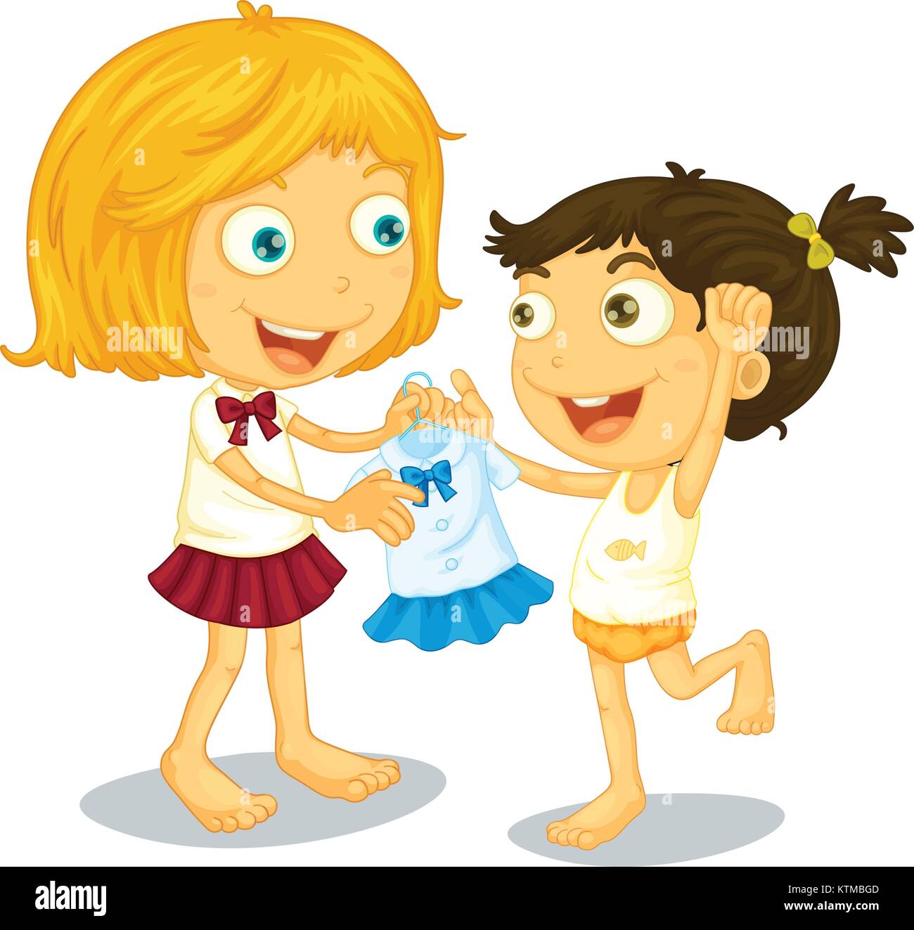 Girl getting dressed school Stock Vector Images - Alamy