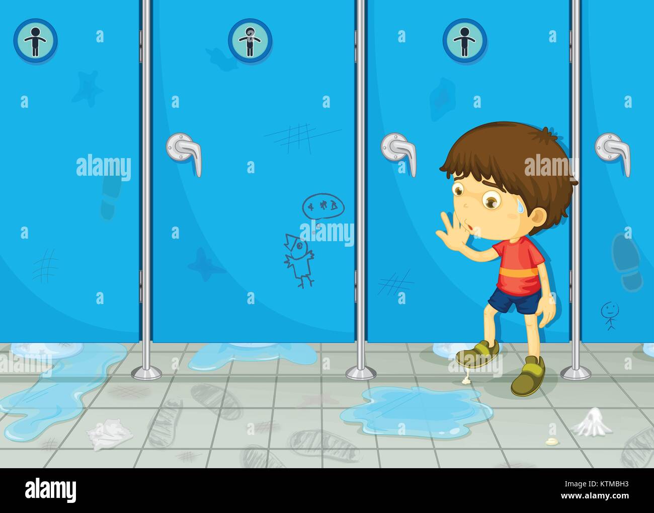 Illustration of a boy in a bathroom Stock Vector Image & Art - Alamy