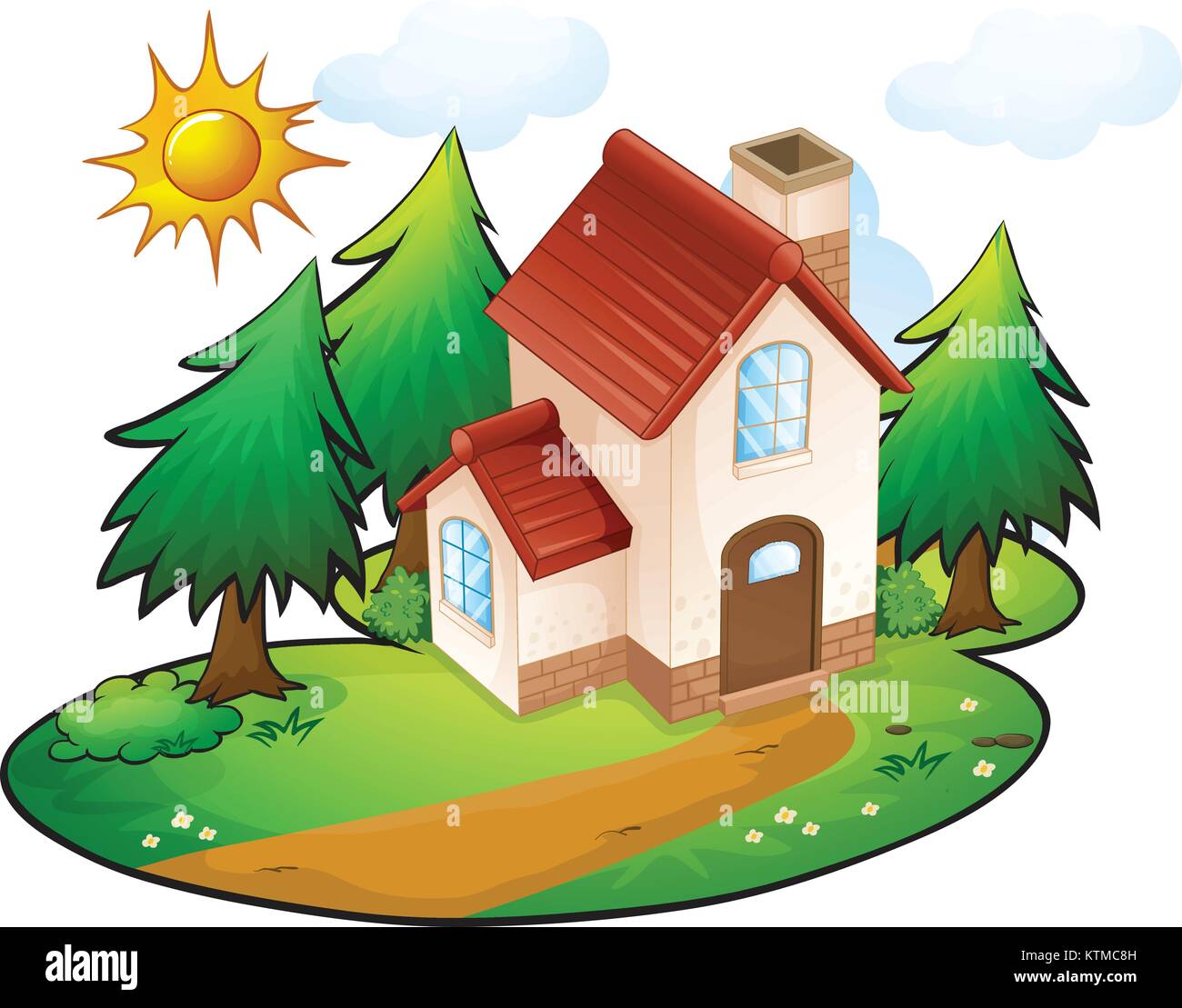 illustration of a house in a beautiful nature Stock Vector Image & Art ...