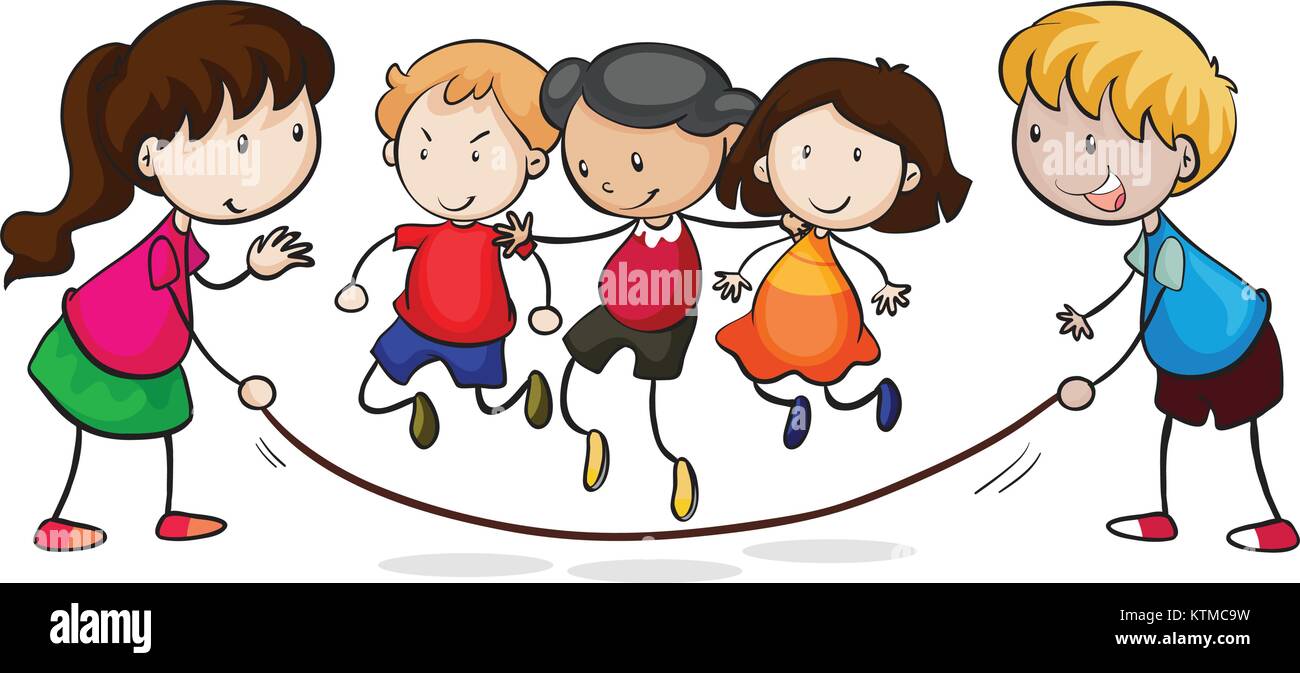 illustration of kids playing on a white background Stock Vector Image ...