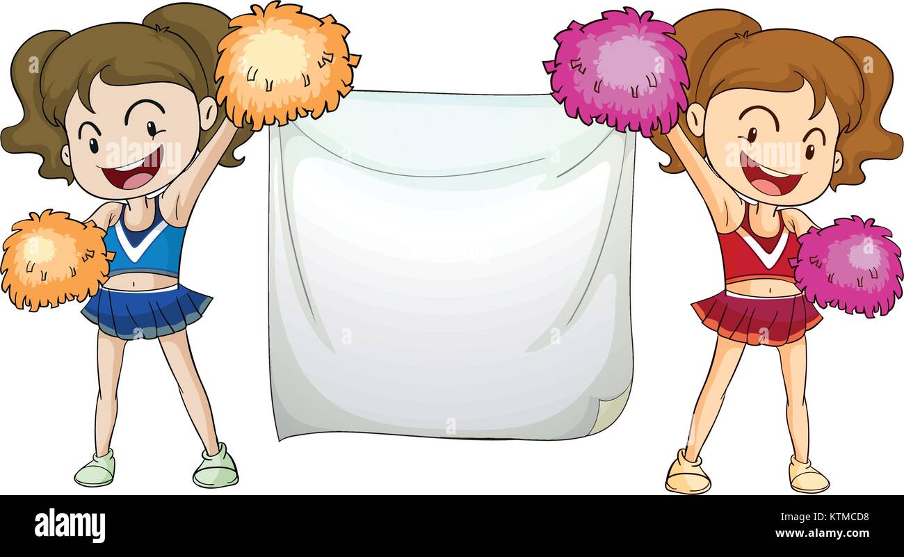 Illustration of cheerleaders with a sign Stock Vector Image & Art - Alamy