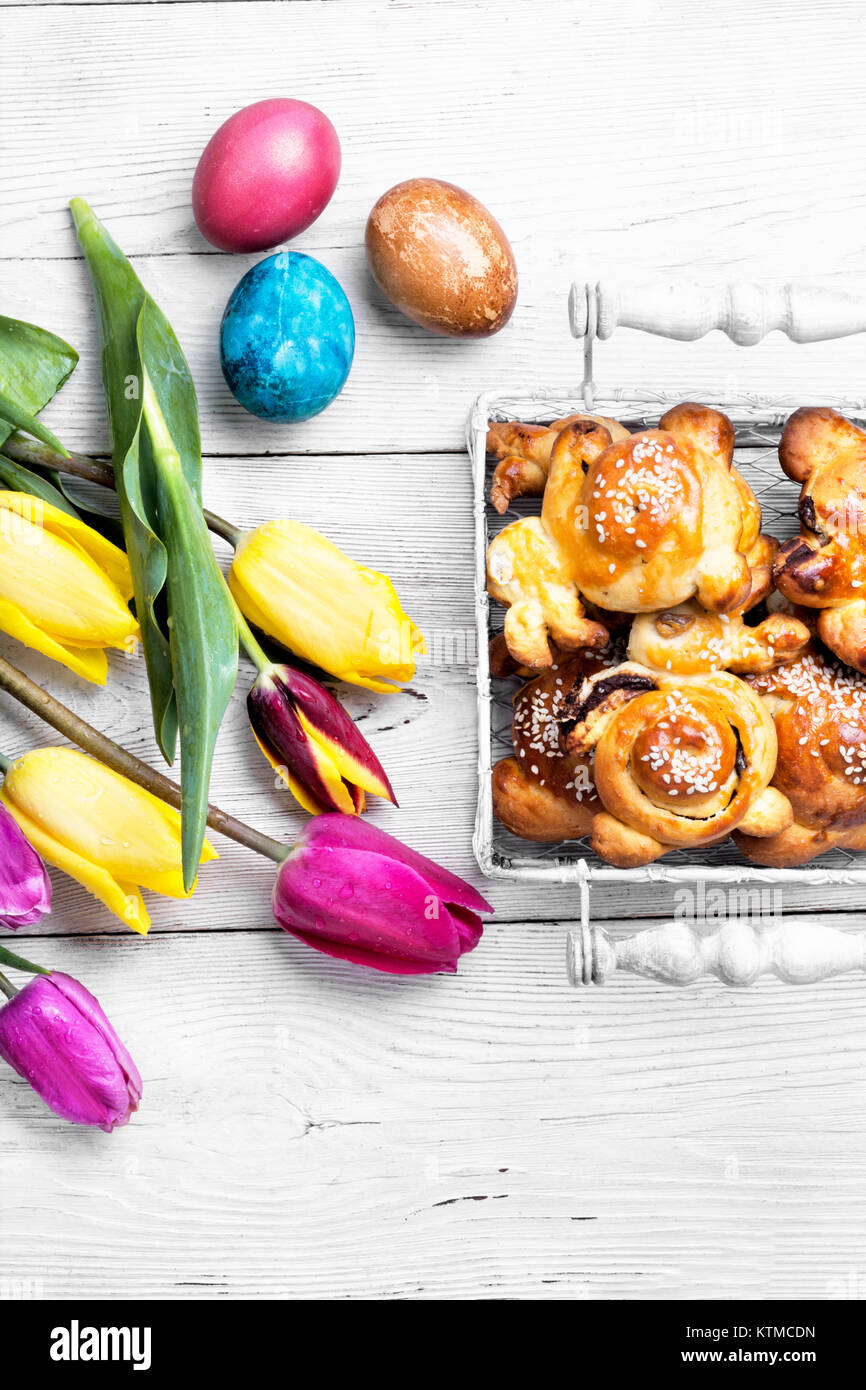 Easter symbolic pastry in the form of a rabbit Stock Photo - Alamy