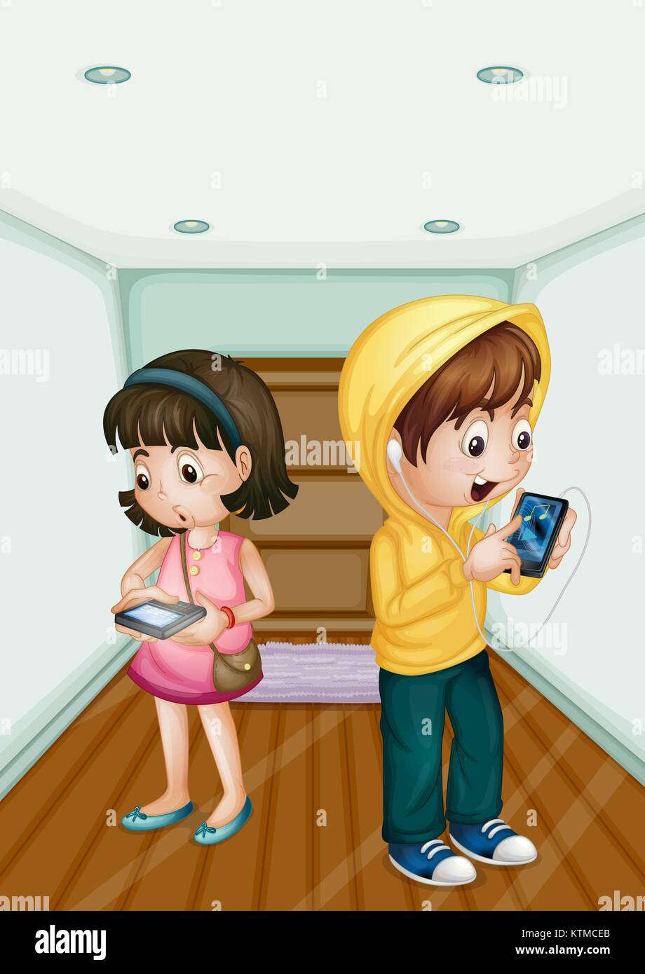 Illustration of kids using mobile technology Stock Vector Image & Art ...