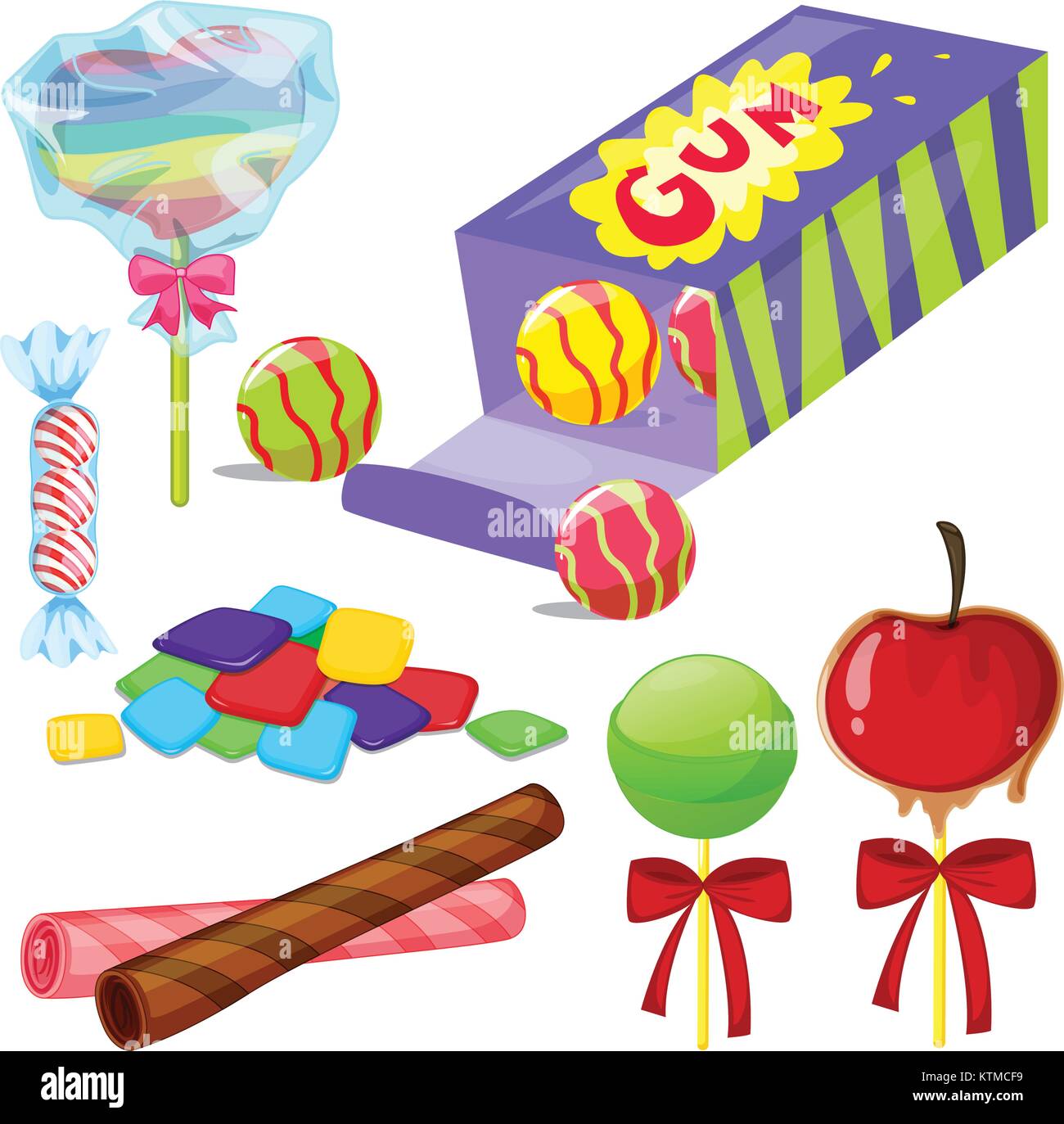 illustration of various sweets on a white background Stock Vector Image ...