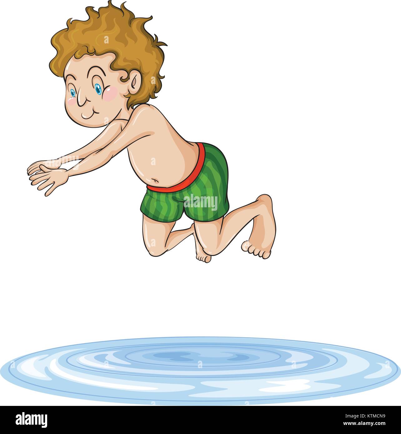 illustration of a boy diving into water on a white background Stock ...