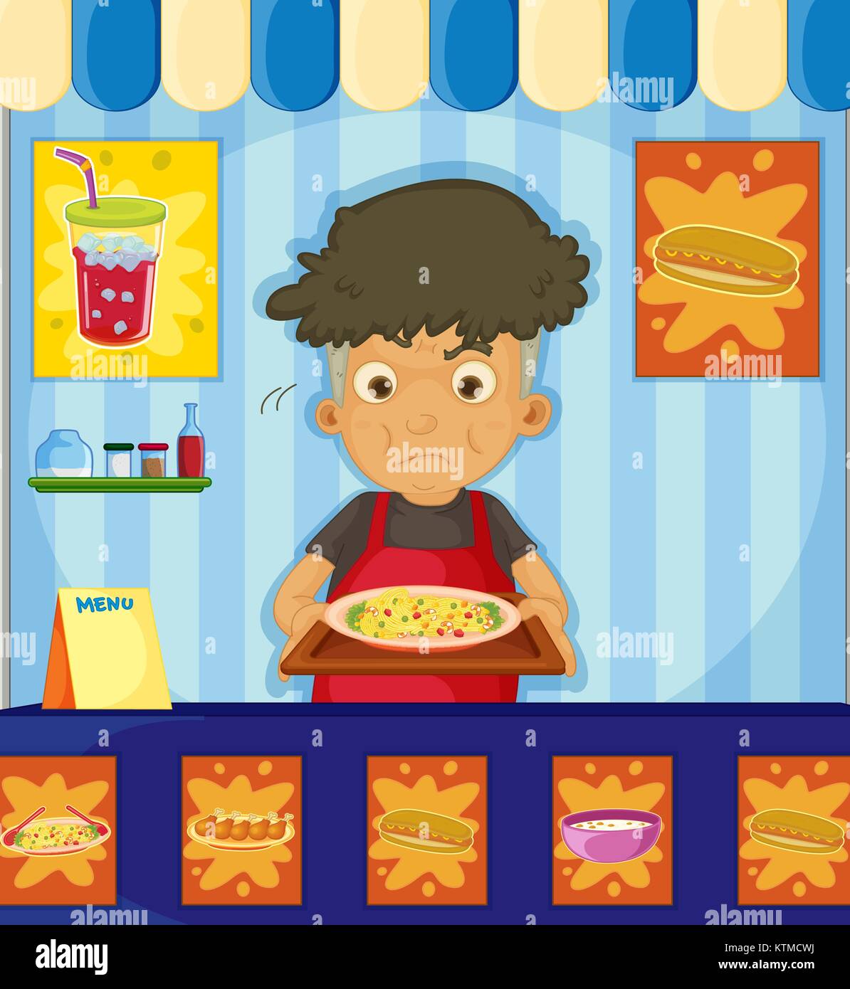 Illustration of an angry man at a hawker center Stock Vector Image ...