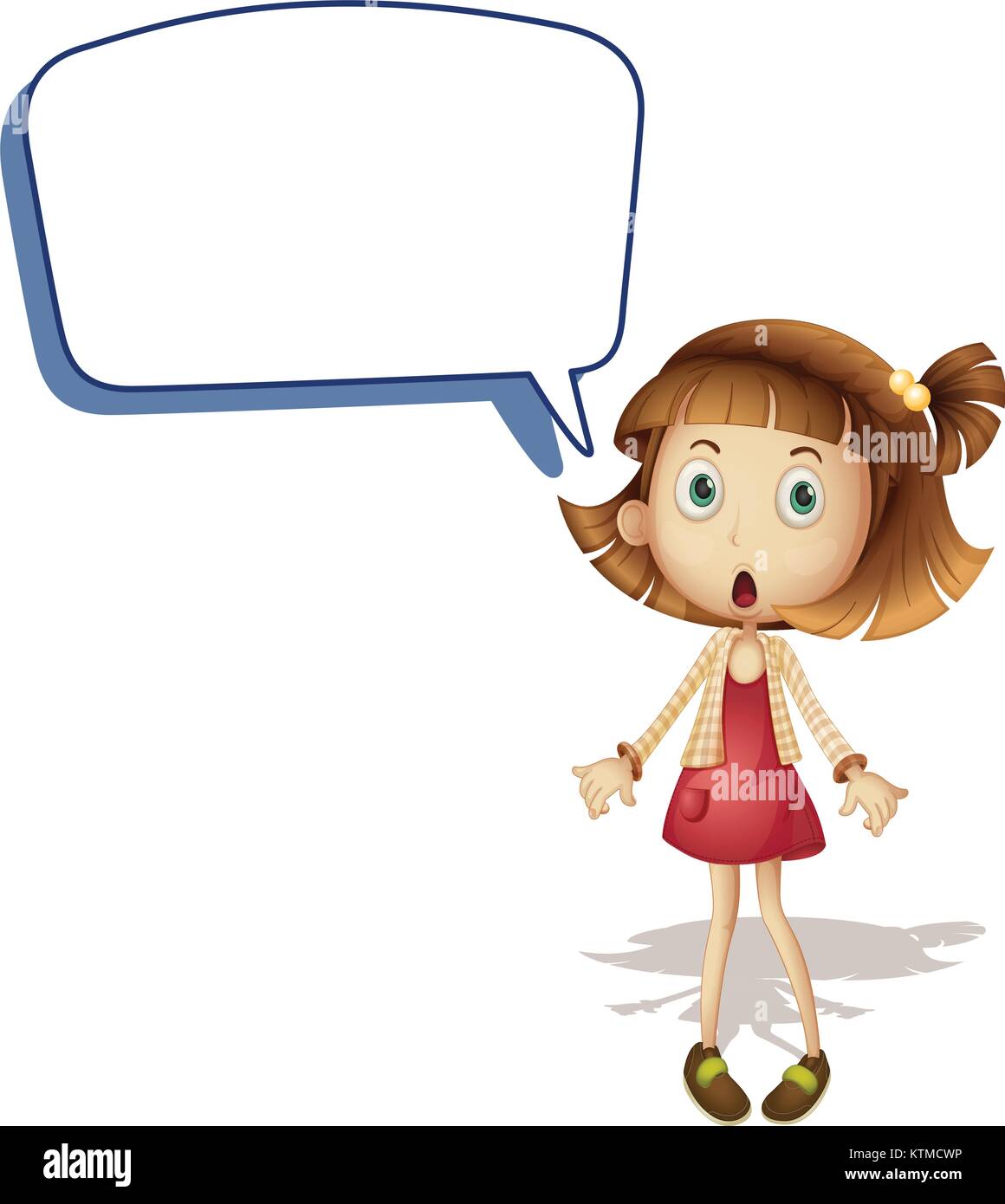 illustration of a girl and call out on a white background Stock Vector ...