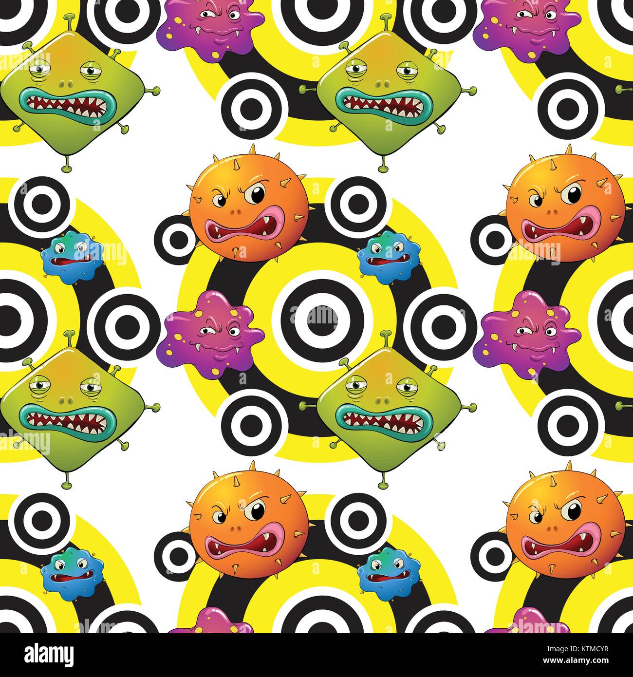 illustration of various monsters on a white background Stock Vector ...