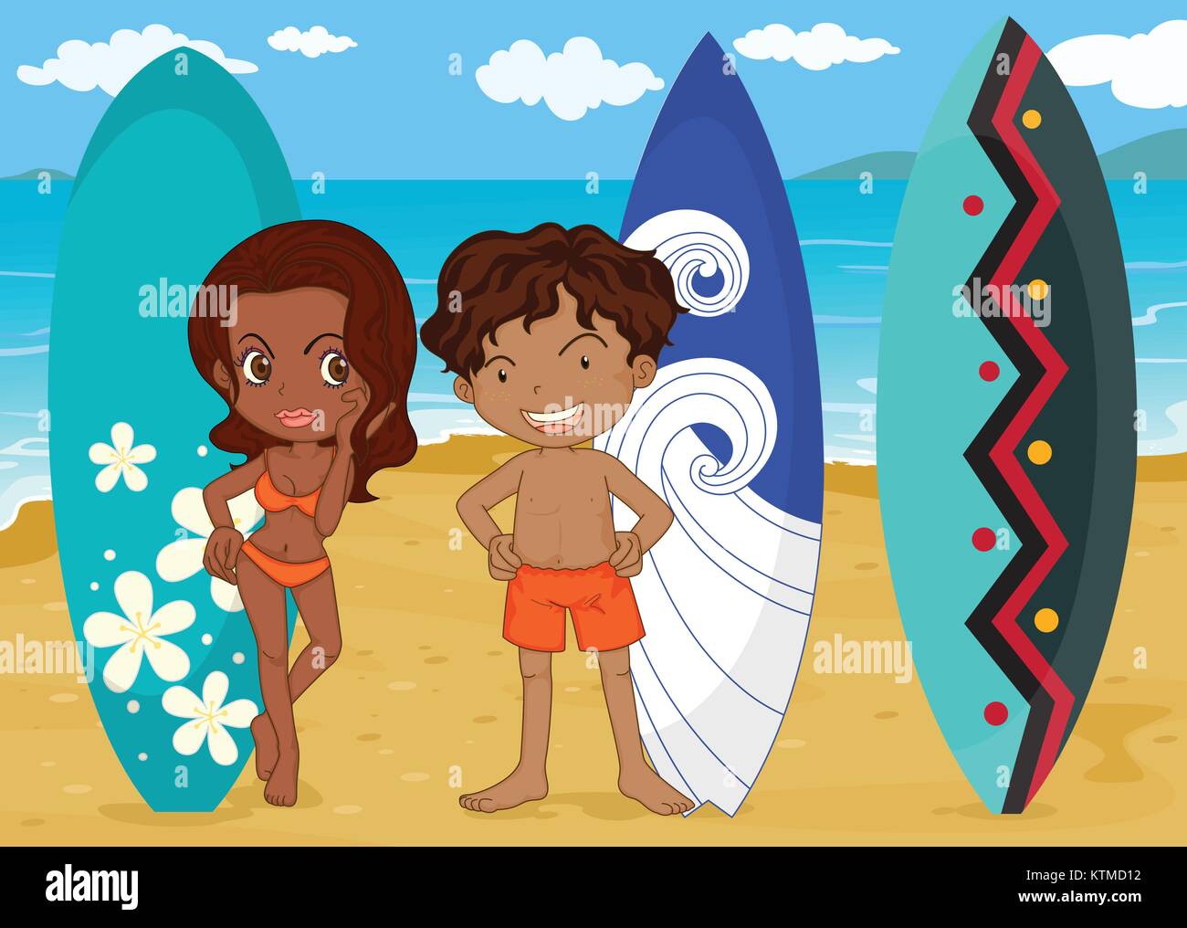 Surfers on boards Stock Vector Images - Alamy