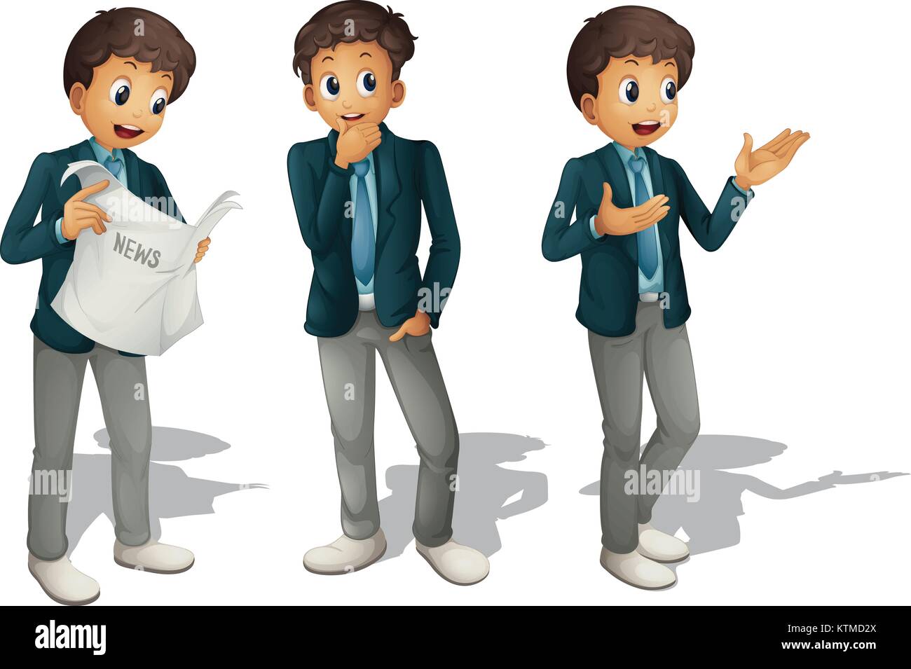 illustration of three boys on a white background Stock Vector Image ...