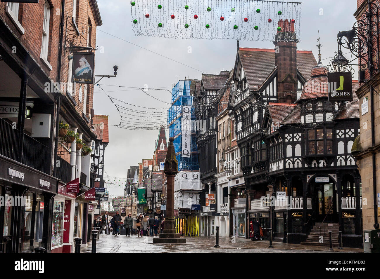 The Cross and The Rows Shopping Area on Bridge Street, Chester City ...