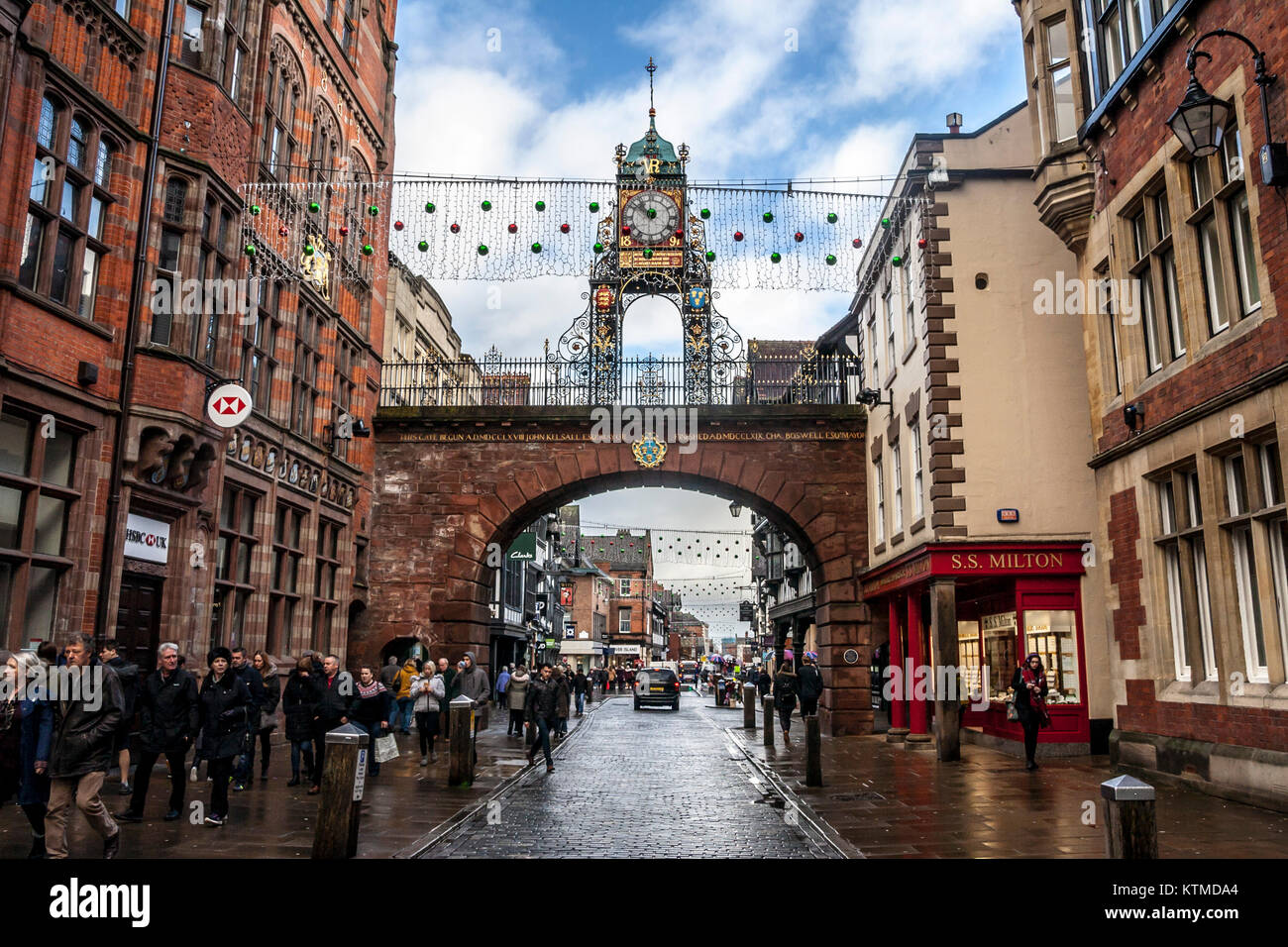 Victorian Eastgate city Clock, foregate street, shopping highstreet ...
