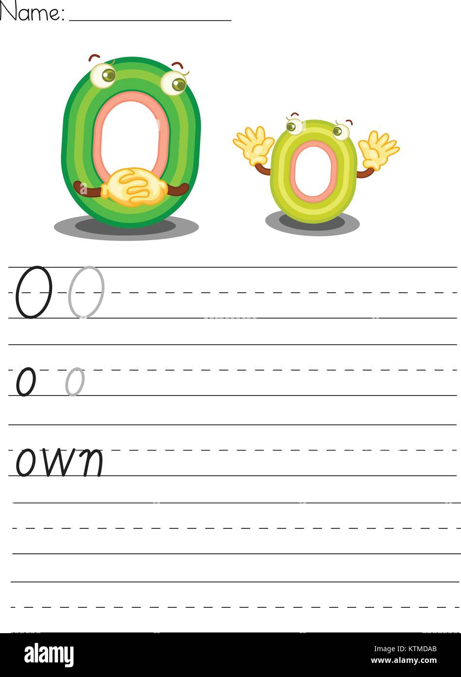 Illustrated alphabet worksheet of the letter o Stock Vector Image & Art ...