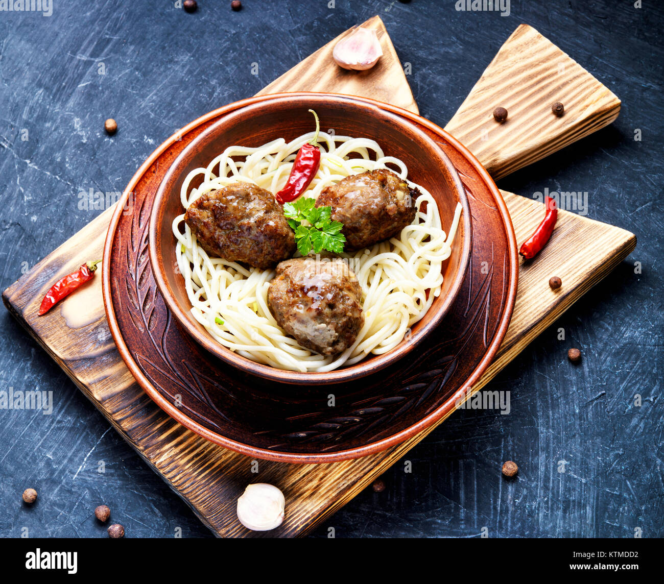 Meat cutlets and pasta for garnish.Ukrainian popular food Stock Photo ...