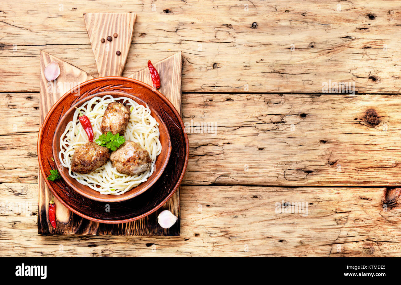 Meat cutlets and pasta for garnish.Ukrainian popular food Stock Photo ...