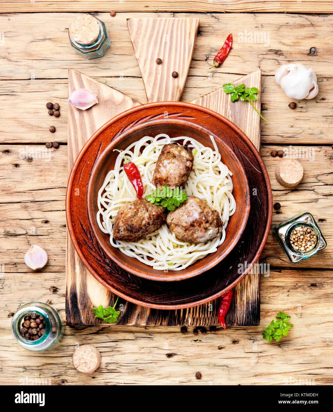 Meat cutlets and pasta for garnish.Ukrainian popular food Stock Photo ...