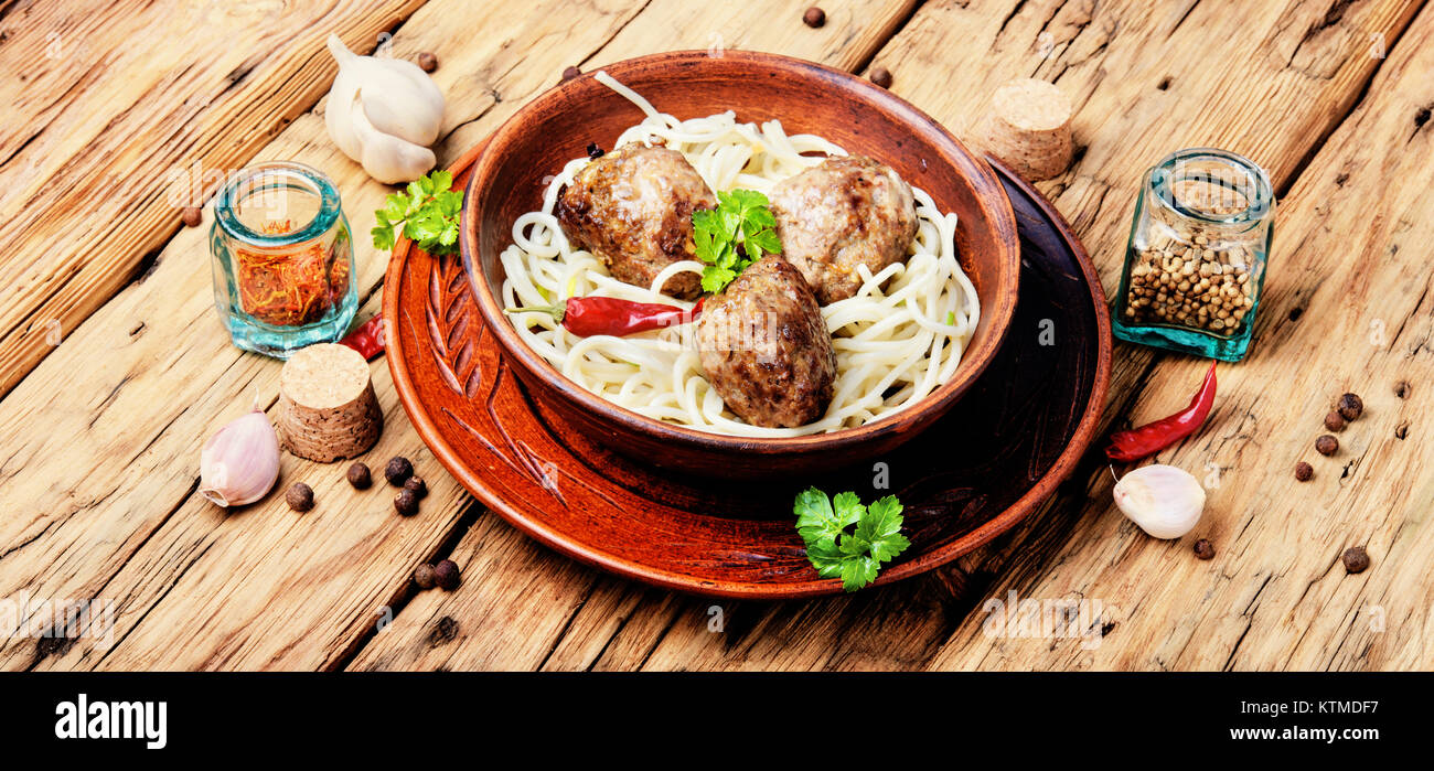 Meat cutlets and pasta for garnish.Ukrainian popular food Stock Photo ...