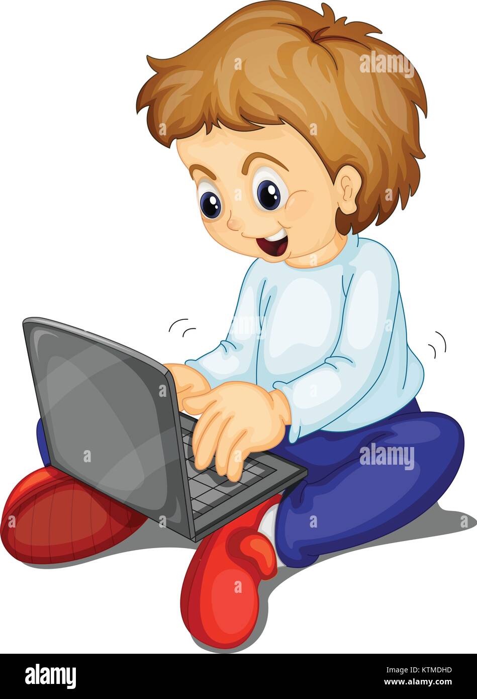 illustration of a boy and laptop on a white Stock Vector Image & Art ...