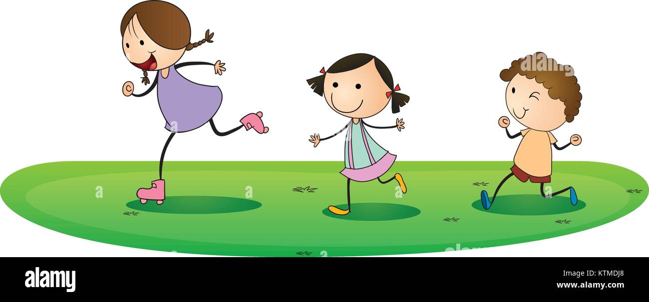 illustration of a kids playing happily outside Stock Vector Image & Art ...
