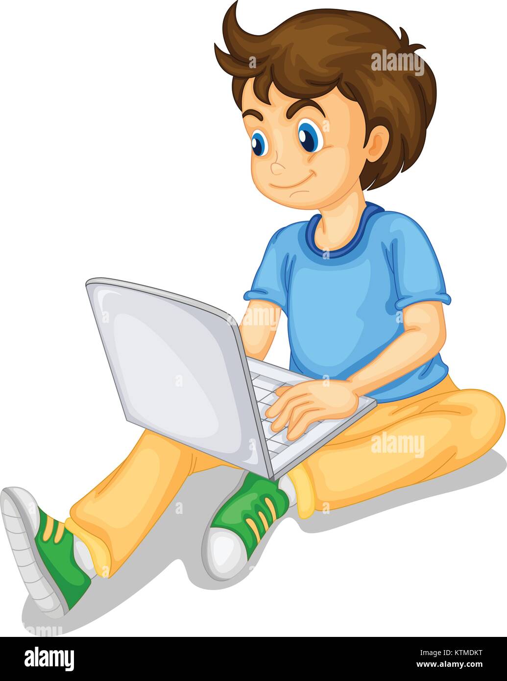 illustration of a boy and laptop on a white Stock Vector Image & Art ...