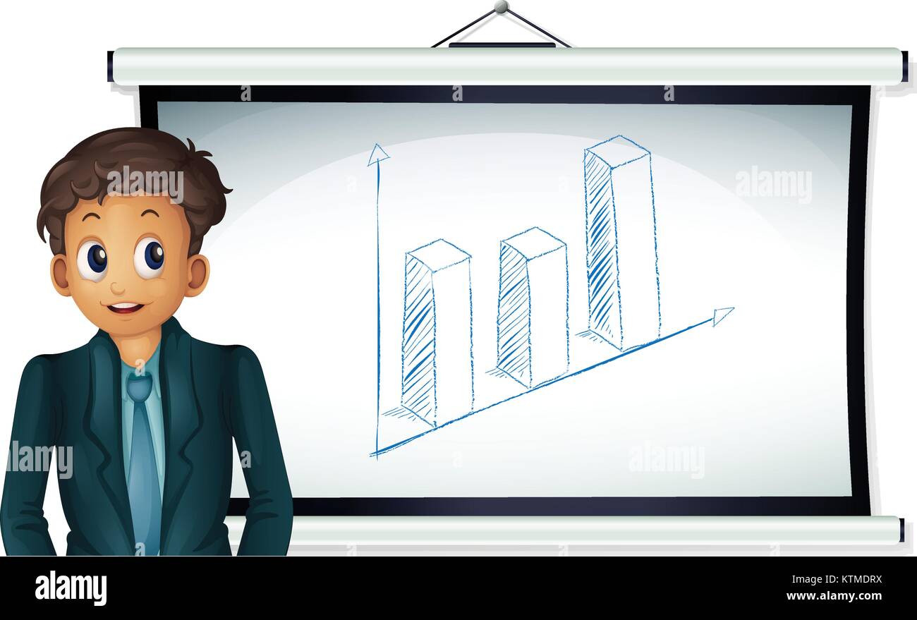 Illustration of a business man presenting a chart Stock Vector Image ...