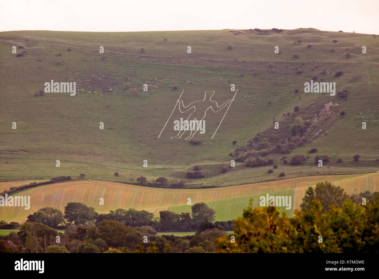 The Long Man of Wilmington, and archaeological site in the Sussex Downs ...