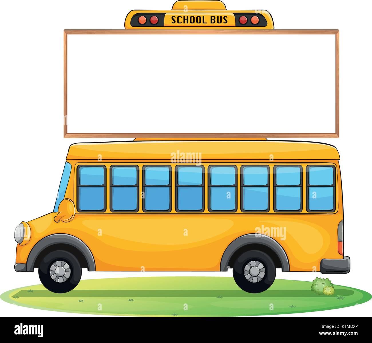 illustration of a school bus and board on road Stock Vector Image & Art ...