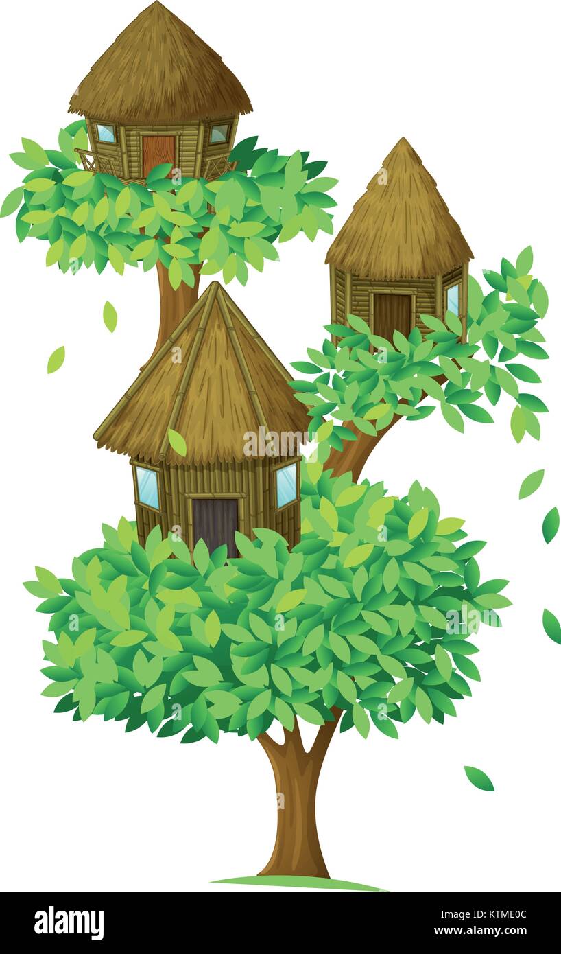 illustration of a tree house on a white background Stock Vector Image ...