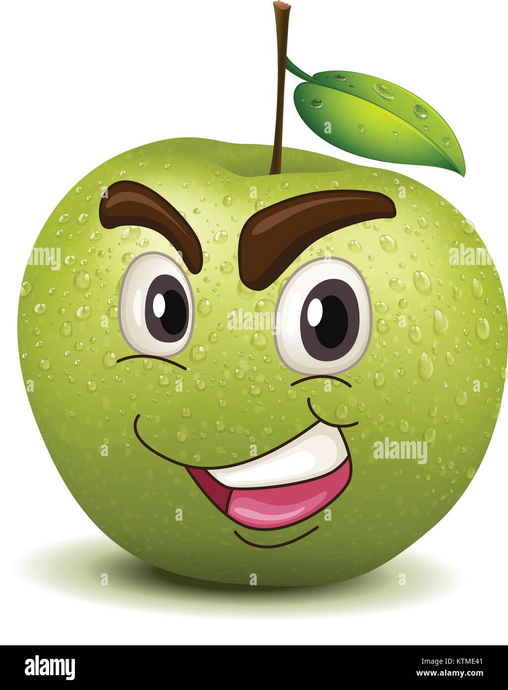 illustration of happy apple smiley on a white background Stock Vector ...