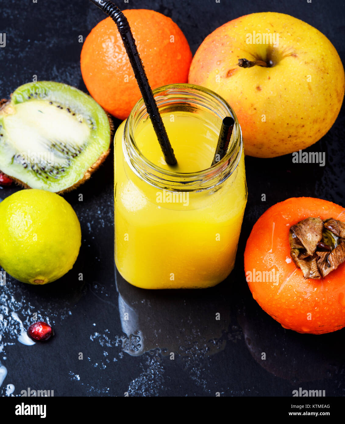 Freshly squeezed multvitamin juice. Fitnes drinks. Healthy lifestyle ...