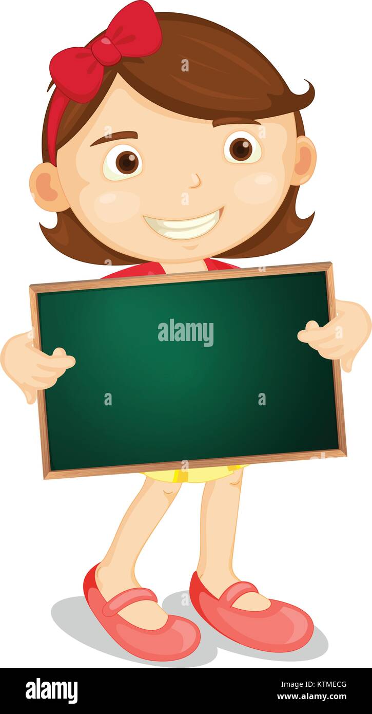 Illustration of a cartoon character holding a blank board Stock Vector ...