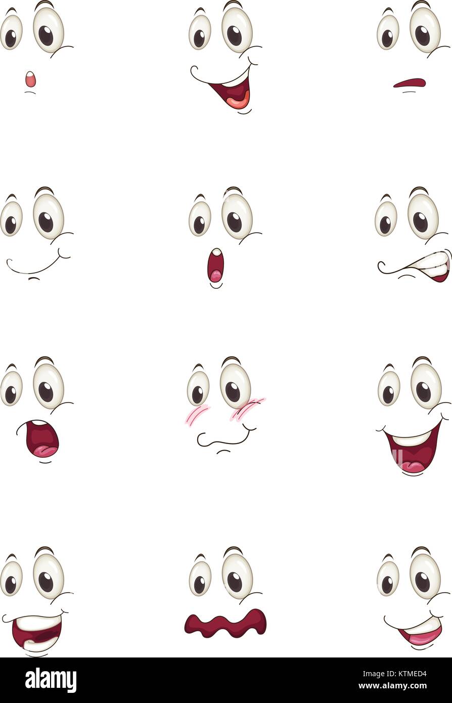 illustration of various faces on a white background Stock Vector Image ...