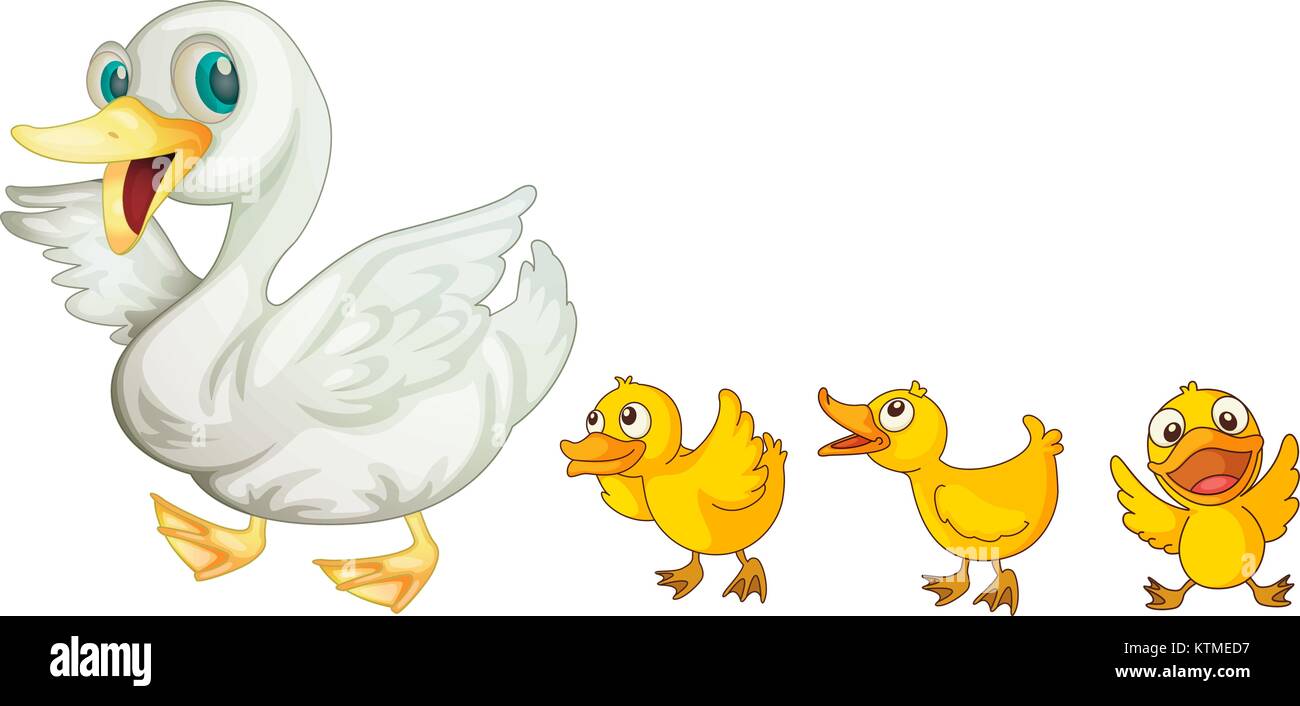Illustration of a mother duck and her ducklings Stock Vector Image ...