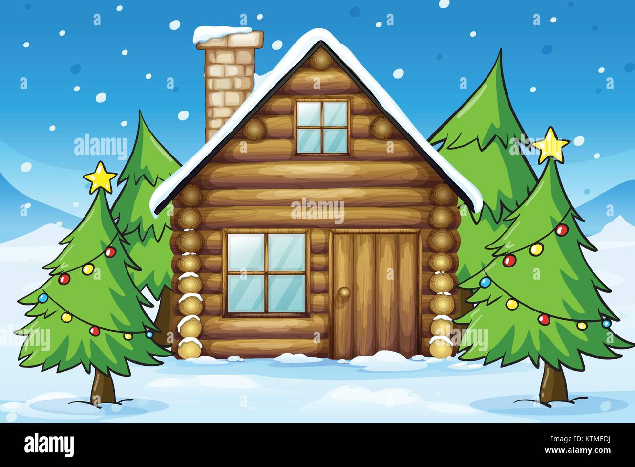 Snowy Log Cabin Clip Art