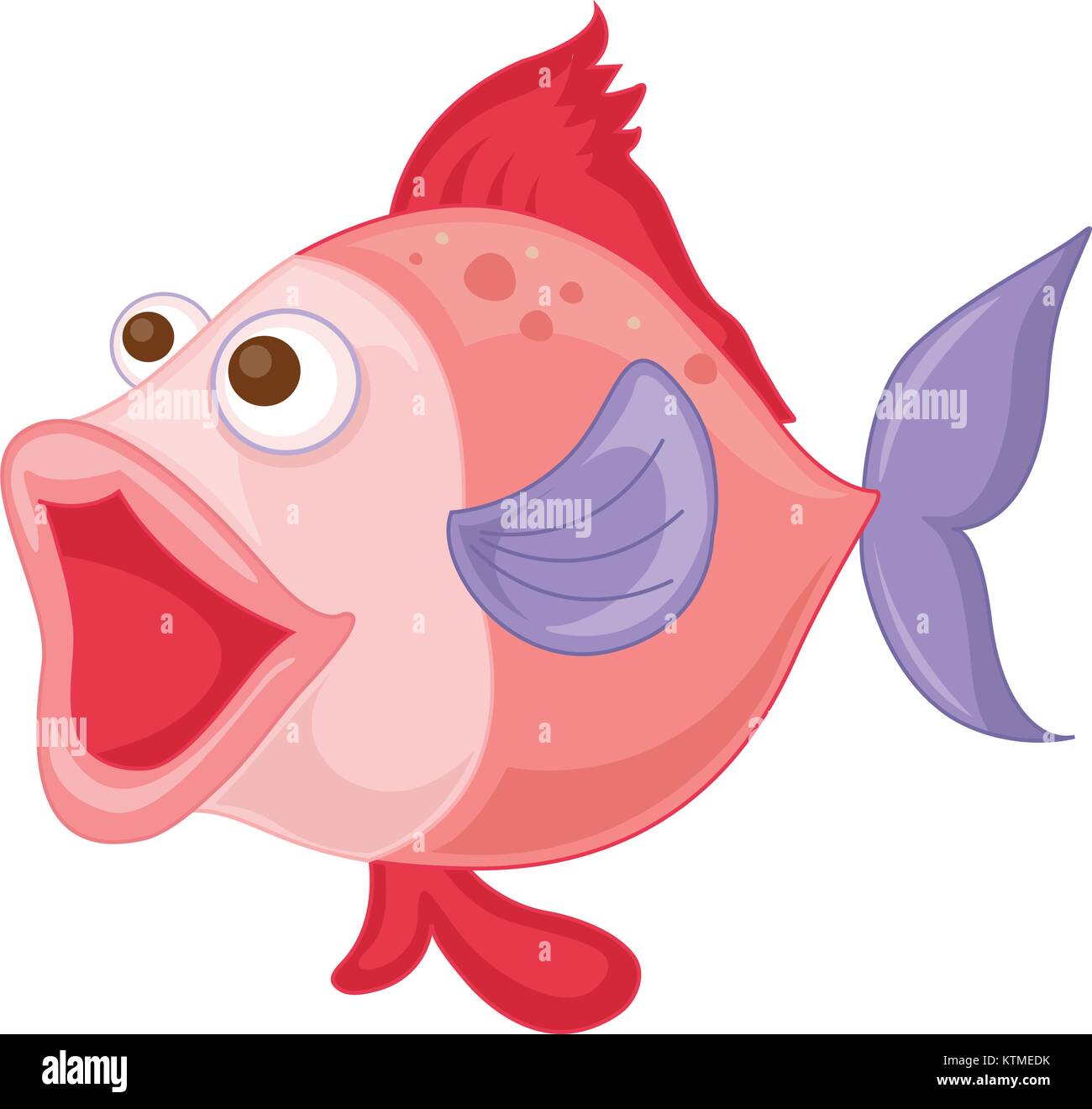 illustration of a pink fish on a white background Stock Vector Image ...