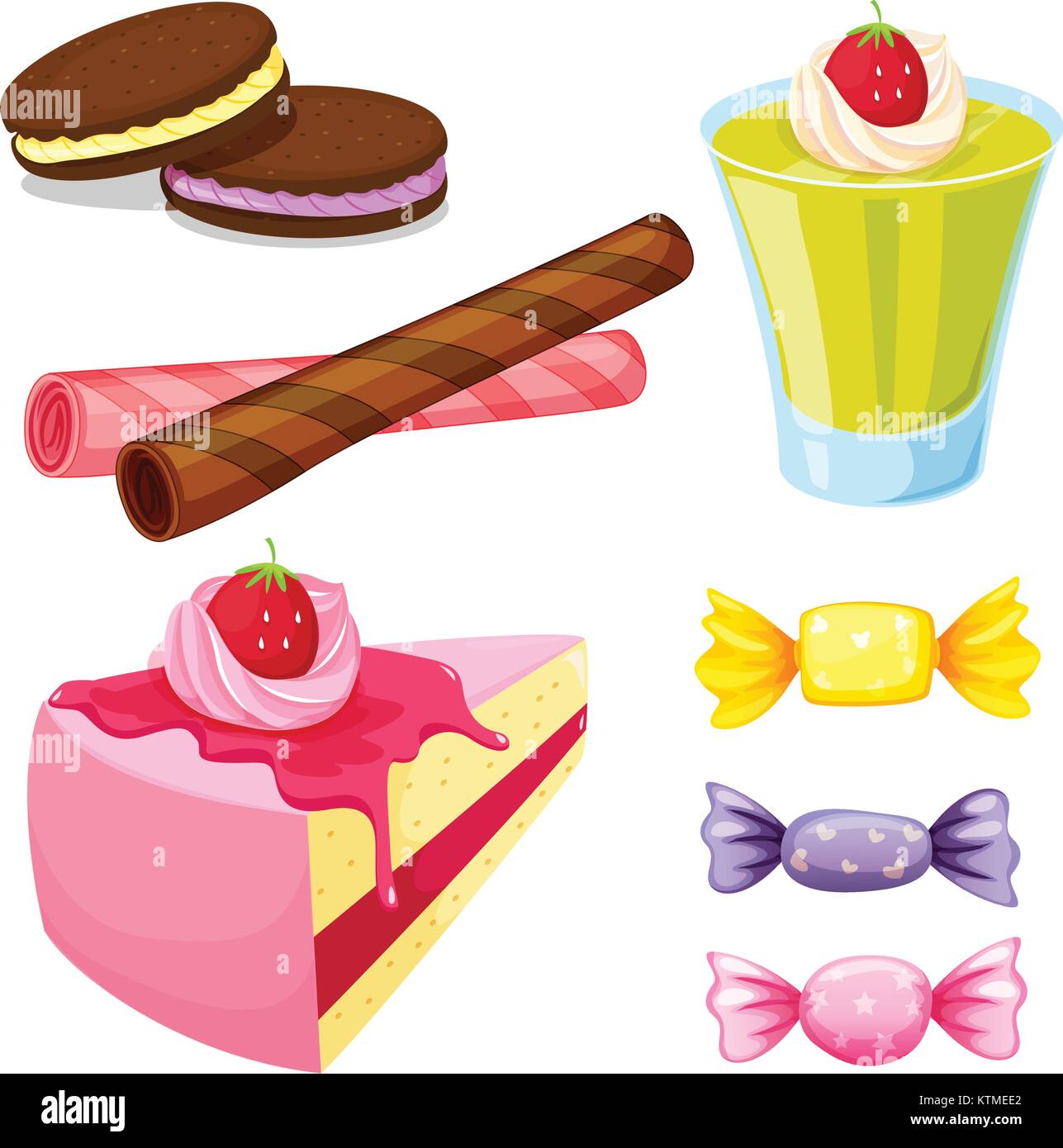 illustration of various sweets on a white background Stock Vector Image ...