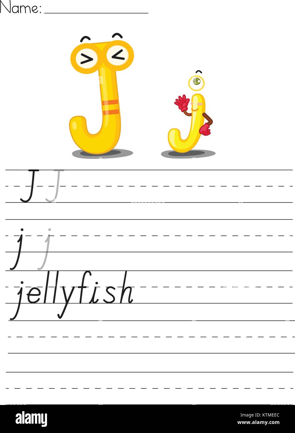 Illustrated alphabet worksheet of the letter j Stock Vector Image & Art - Alamy