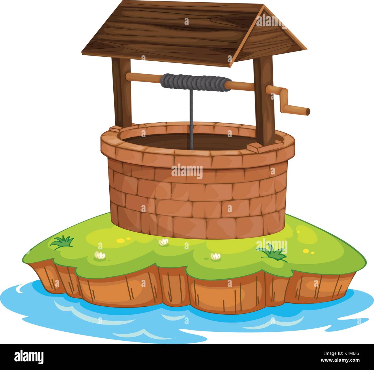 illustration of a well and water on a white background Stock Vector ...