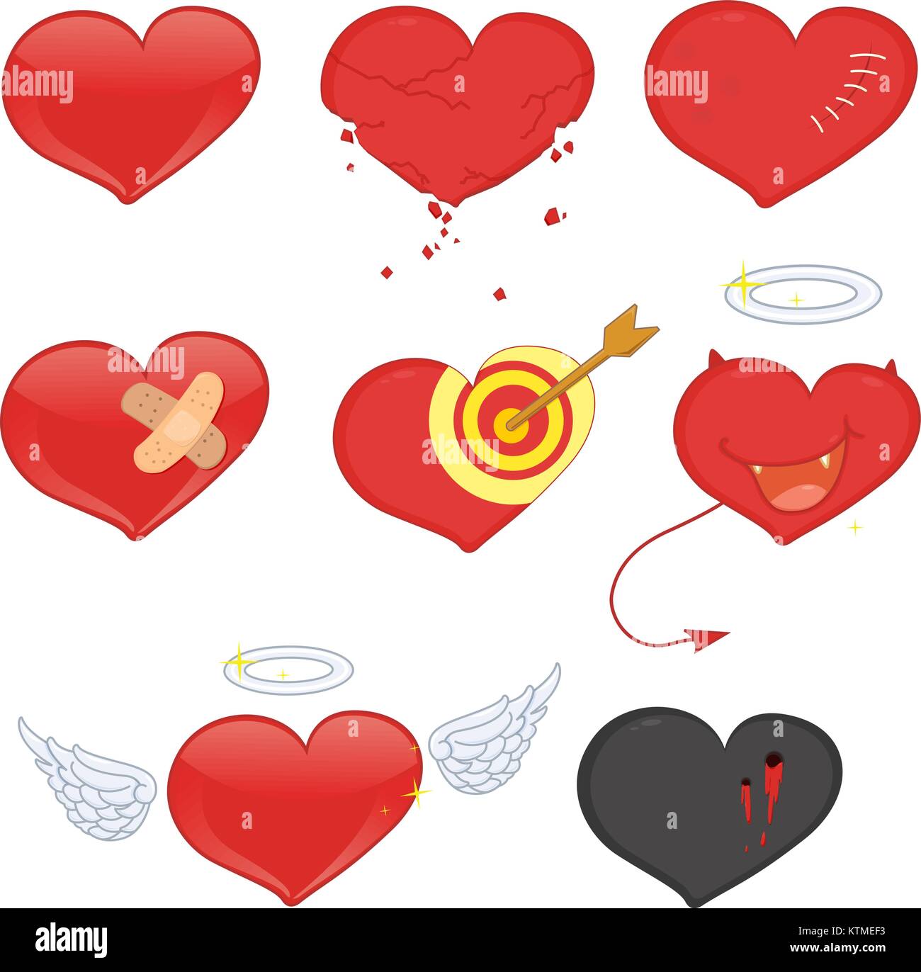 Illustrated set of heart objects Stock Vector Image & Art - Alamy