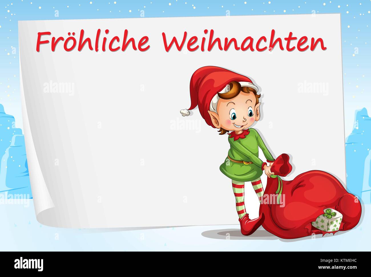 Illustration of an elf on christmas paper background Stock Vector Image ...
