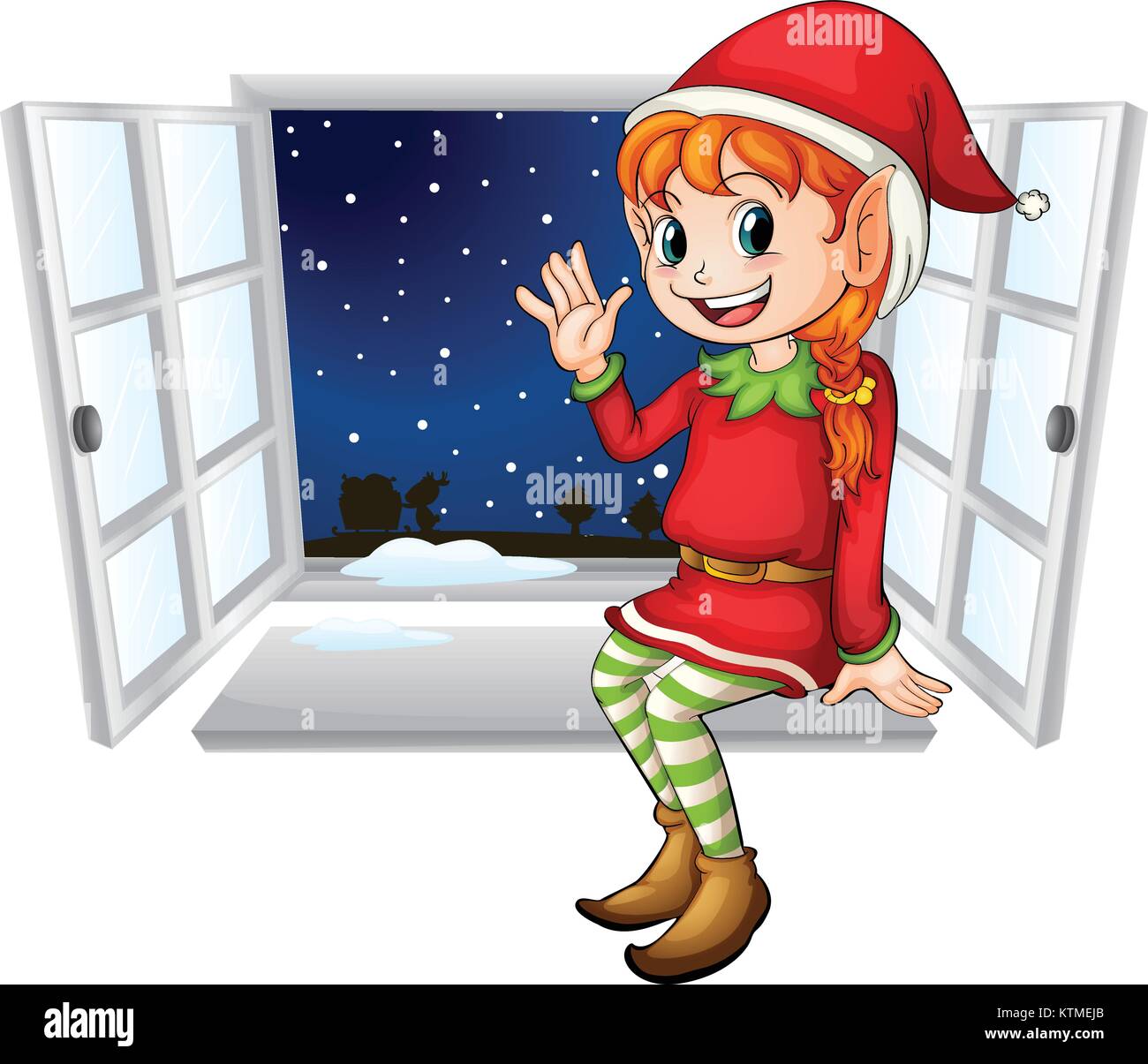 Illustration of an elf in a window Stock Vector Image & Art - Alamy