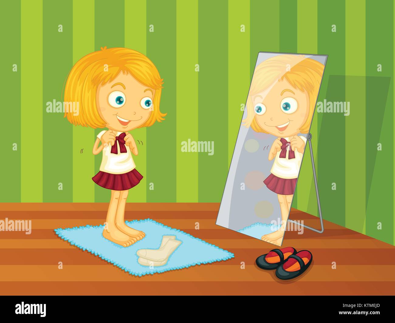 Reflection mirror girl Stock Vector Images - Alamy