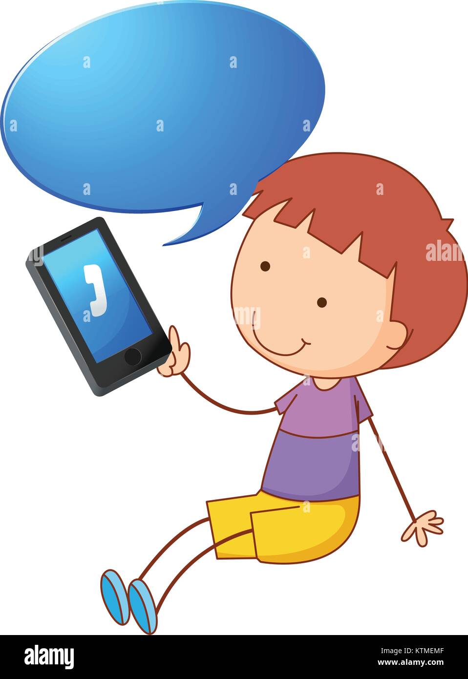 illustration of a boy with cell phone on a white Stock Vector Image ...
